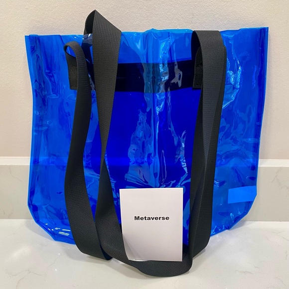 Bags | Pvc Clear Blue Tote | Poshmark